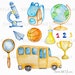 Back to School Watercolor Clipart School Supplies Png - Etsy
