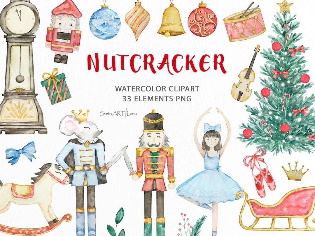 Nutcracker Christmas Clipart | Watercolor Nutcracker Ballet | Winter ...