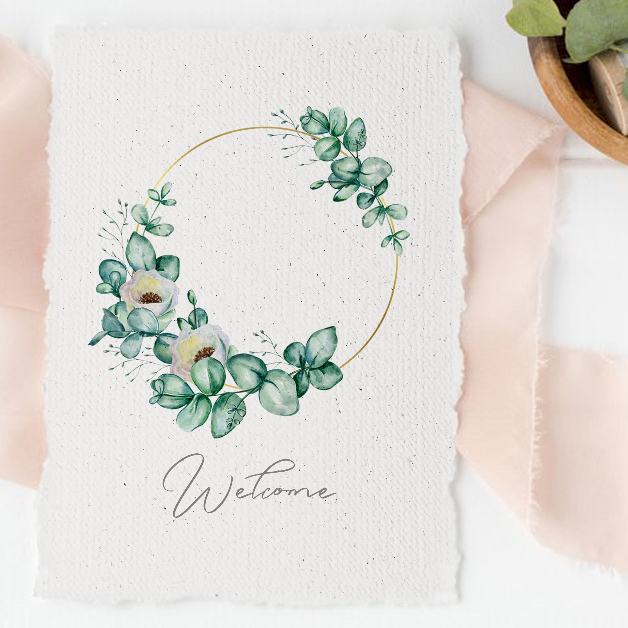 Watercolor Eucalyptus Wreath Clipart Greenery Wreath Rustic - Etsy