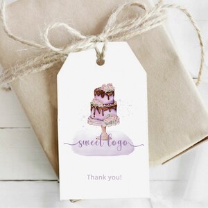 Premade Purple Cake Logo. Watercolor Violet Logo Sweet Treats Logo ...