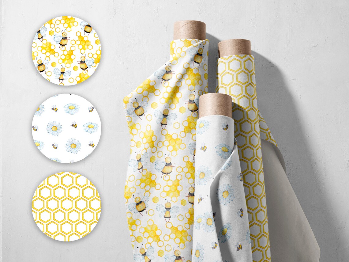 Watercolor Honey Bee Digital Paper Bumble Bee Seamless - Etsy