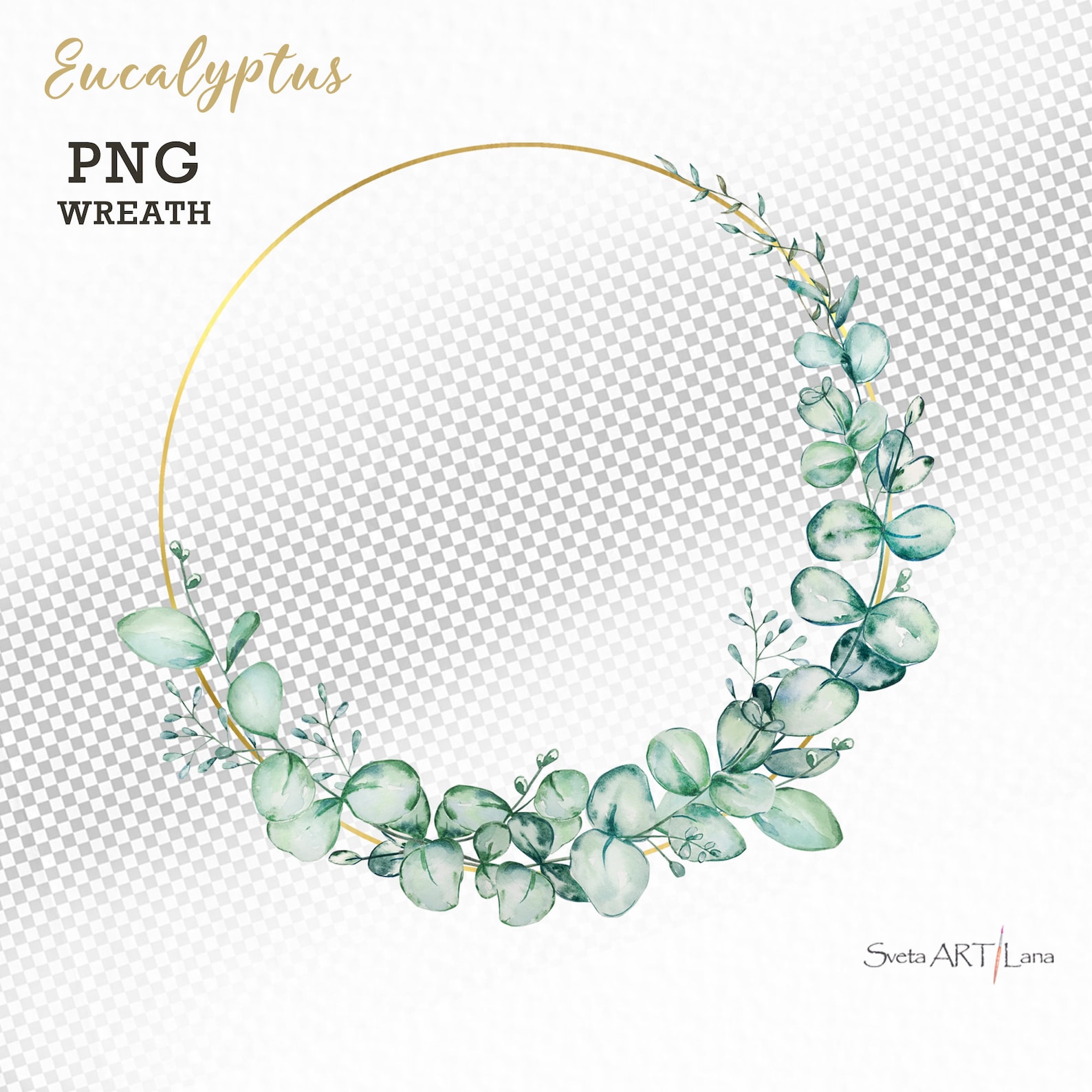 Watercolor Eucalyptus Wreath Clipart Greenery Wreath Rustic - Etsy