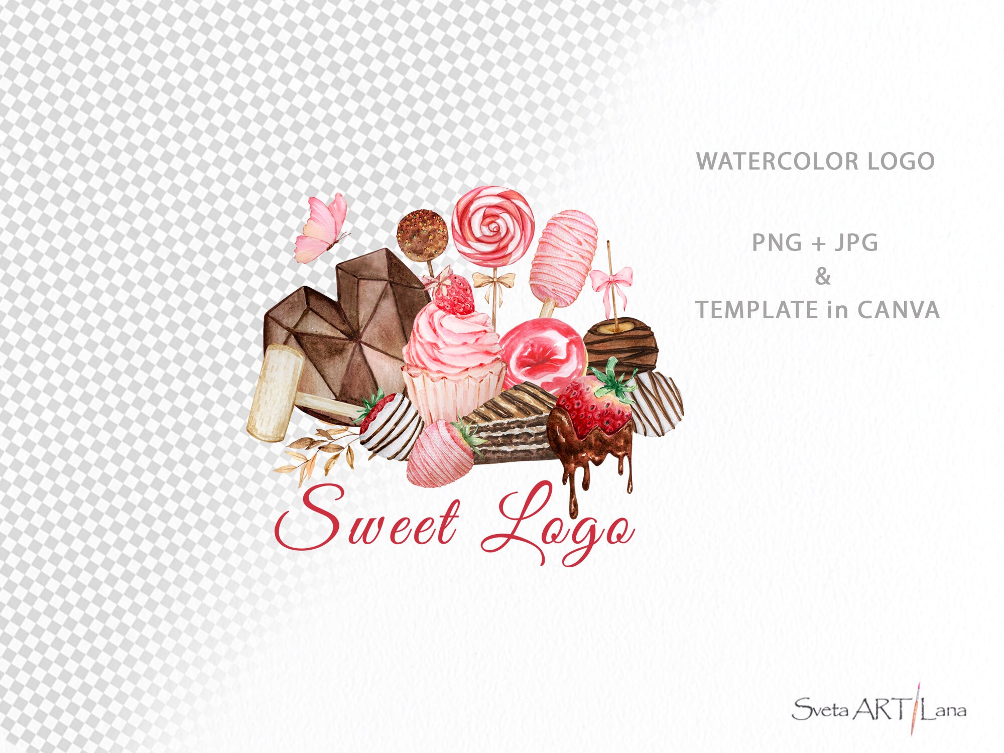 Heart Breakable Logo Watercolor Strawberry Chocolate. - Etsy