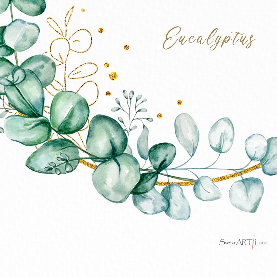 Watercolor Eucalyptus Wreath Clipart Greenery Wreath Rustic | Etsy