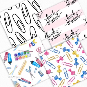School Digital Papers | Watercolor Classroom School Supplies Digital ...