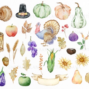 Watercolor Thanksgiving Clipart | Holiday Turkey PNG | Autumn Harvest ...