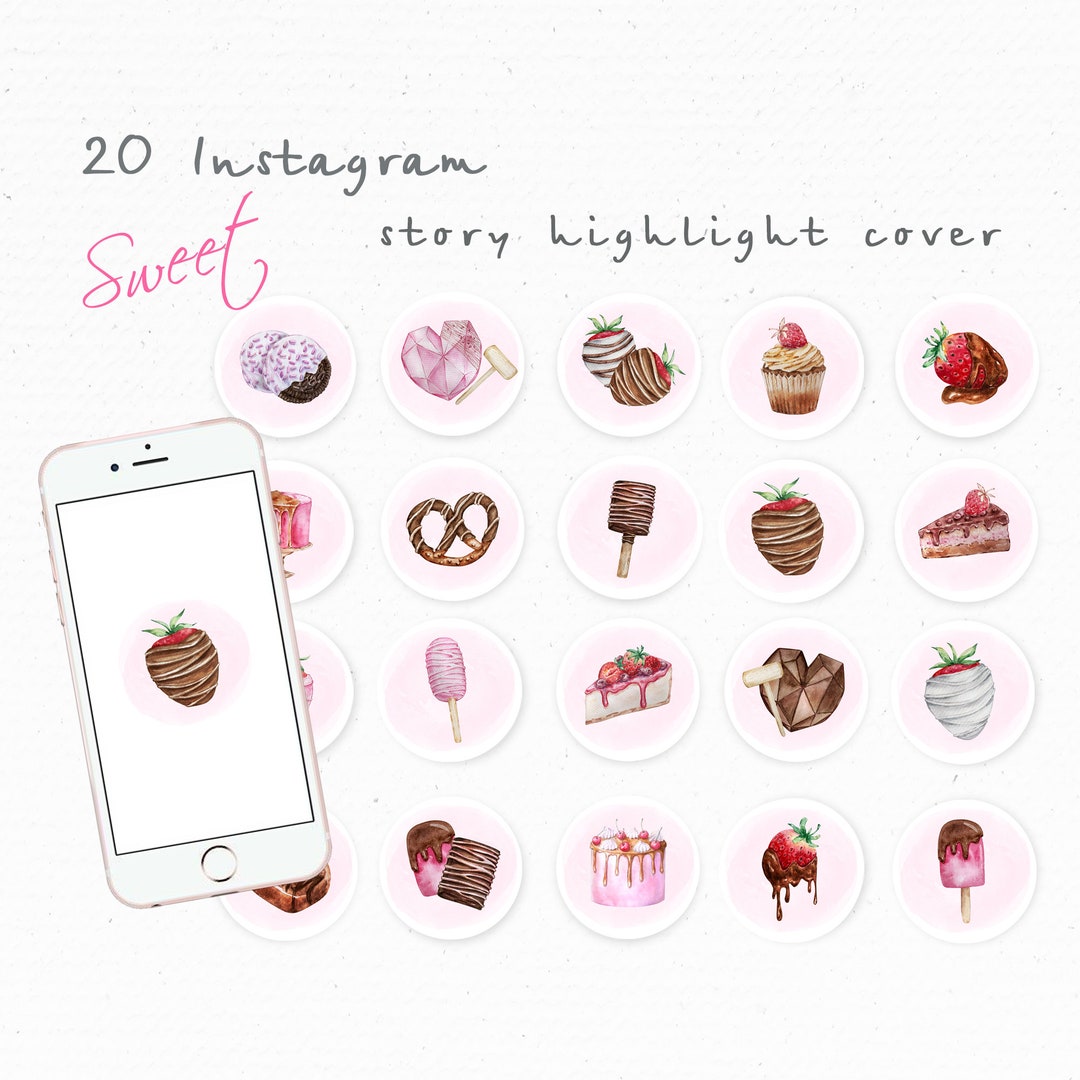 Sweet Icons Instagram Highlights | Watercolor Sweet Treats Instagram ...
