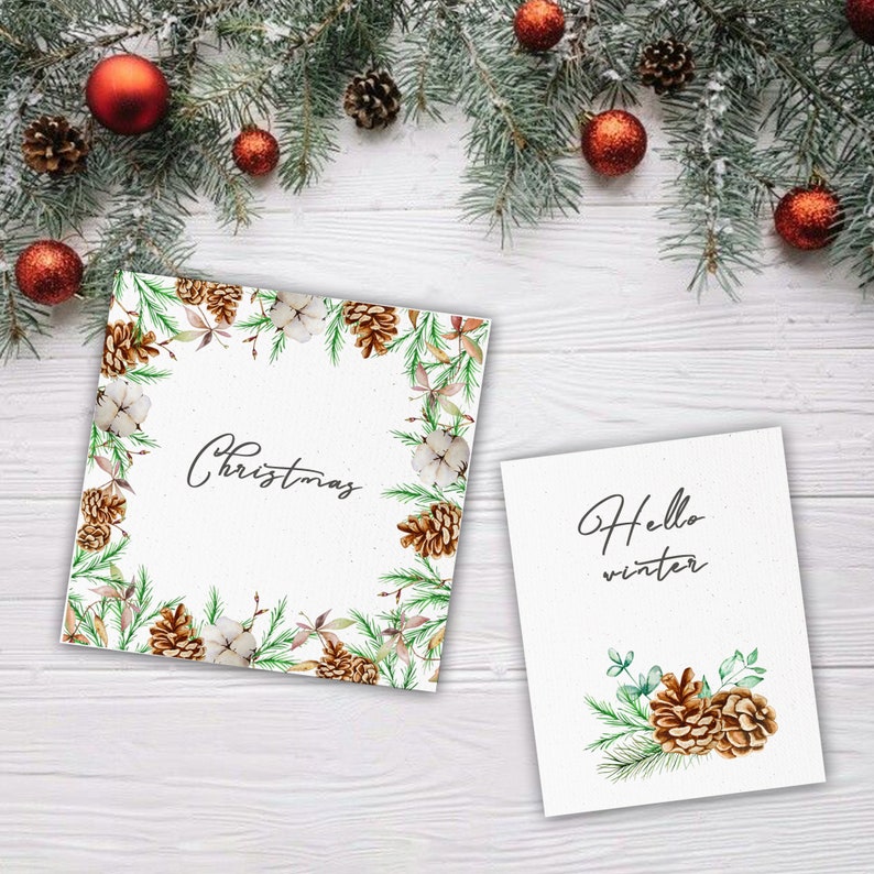 Christmas Greenery Watercolor Clipart Winter Floral Frame - Etsy