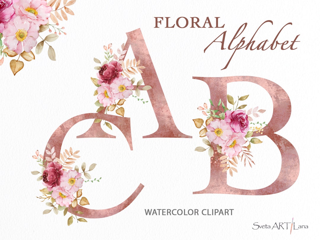 Watercolor Floral Alphabet Clipart | Boho Letters | Autumn Floral ...