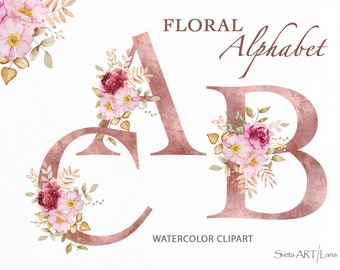 Wildflowers Alphabet | Boho Letters | Watercolor Summer Floral Alphabet ...