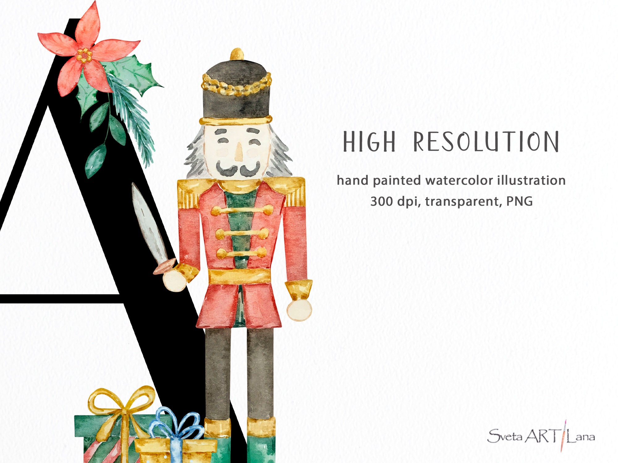 Christmas Nutcracker Alphabet Clipart | Watercolor Nutcracker Letters ...
