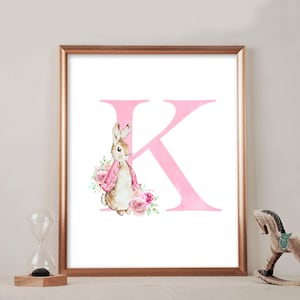 Flopsy Rabbit Pink Floral Alphabet Clipart | Watercolor Alphabet PNG ...