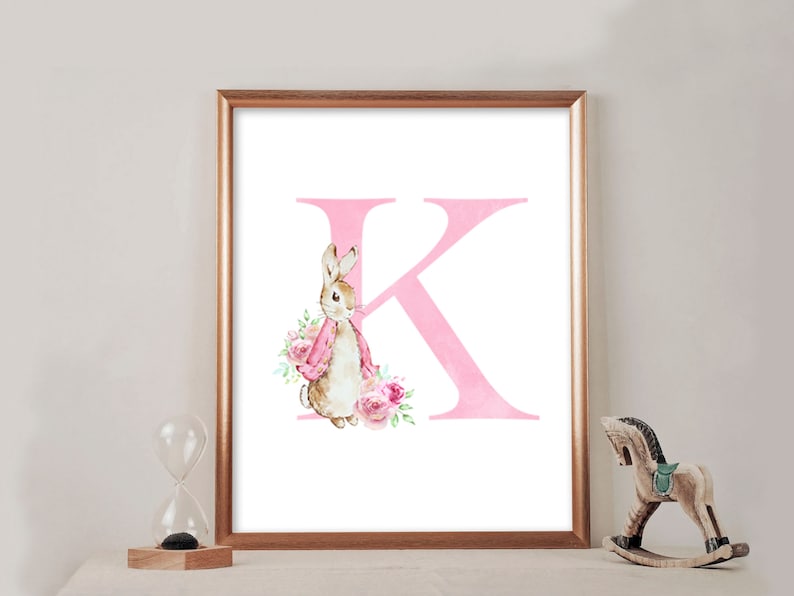 Flopsy Rabbit Pink Floral Alphabet Clipart | Watercolor Alphabet PNG ...