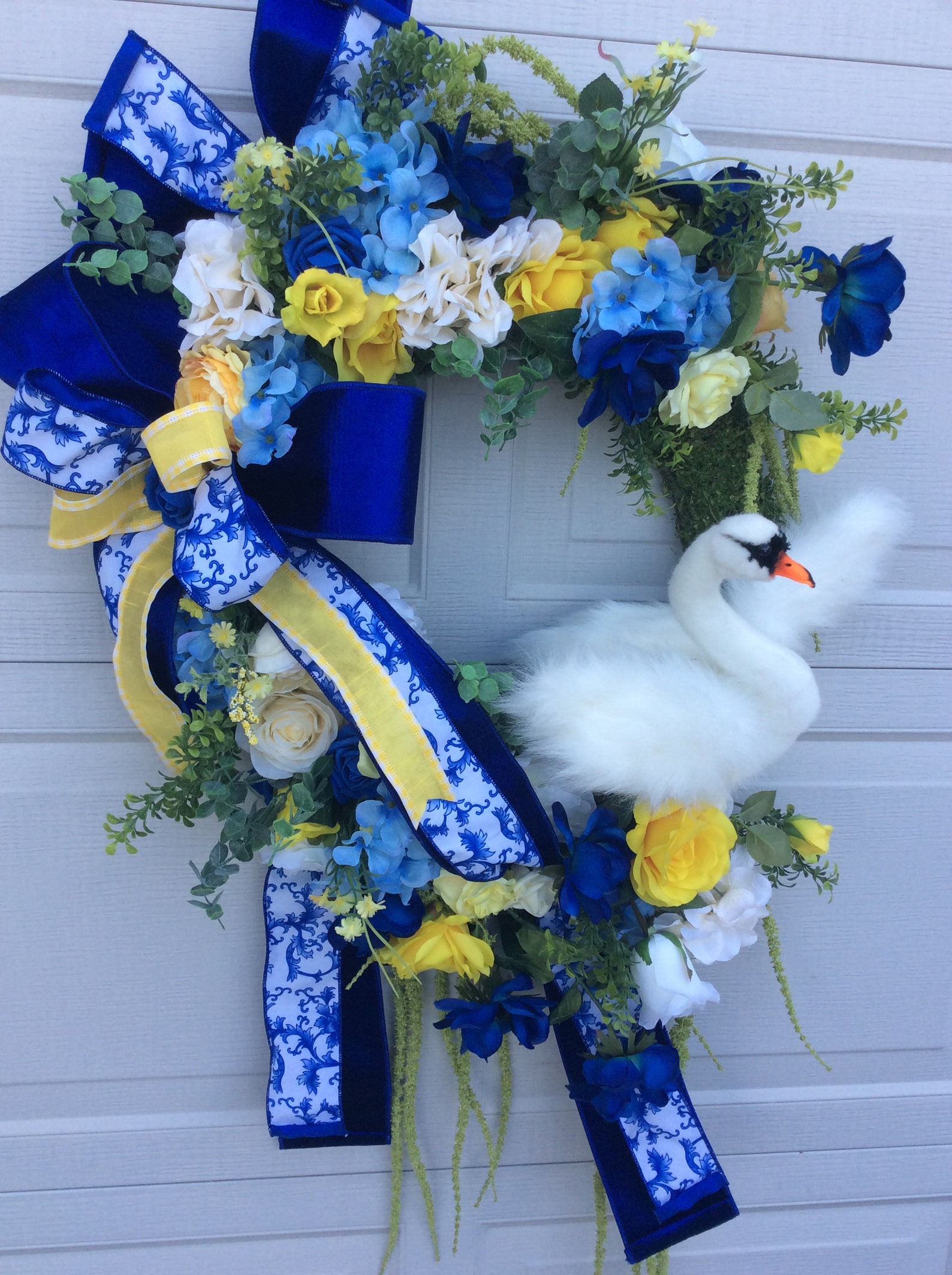 Spring Wreath, Swan Wreath, Swan Swag, Summer Wreath, Door Hanger ...