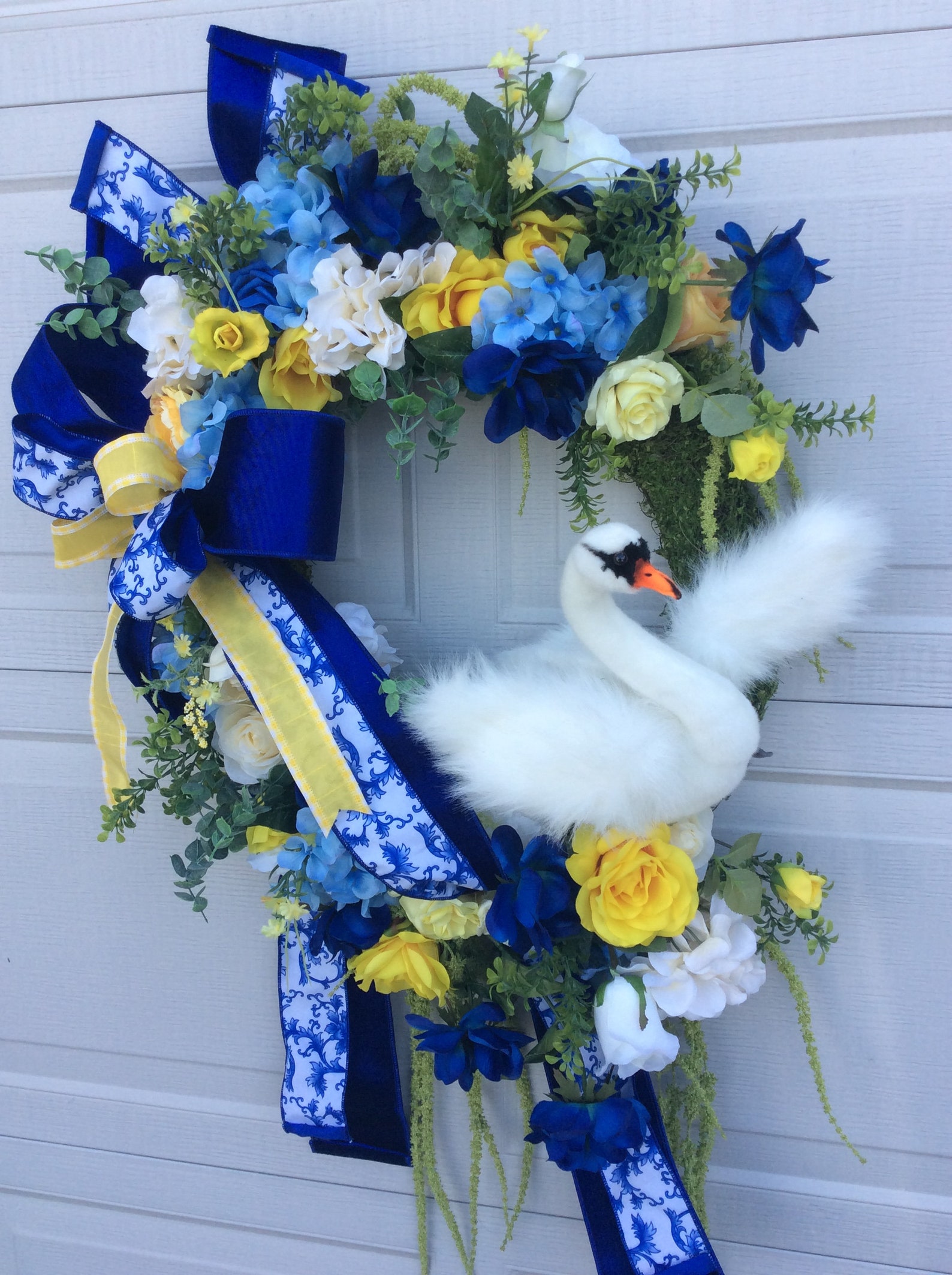 Spring Wreath, Swan Wreath, Swan Swag, Summer Wreath, Door Hanger ...