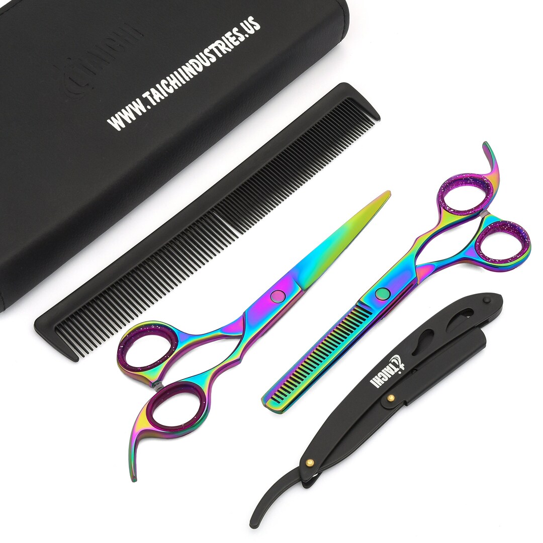Personalized Rainbow Hair Cutting And Thinning Shears Set Tifp 010 Etsy