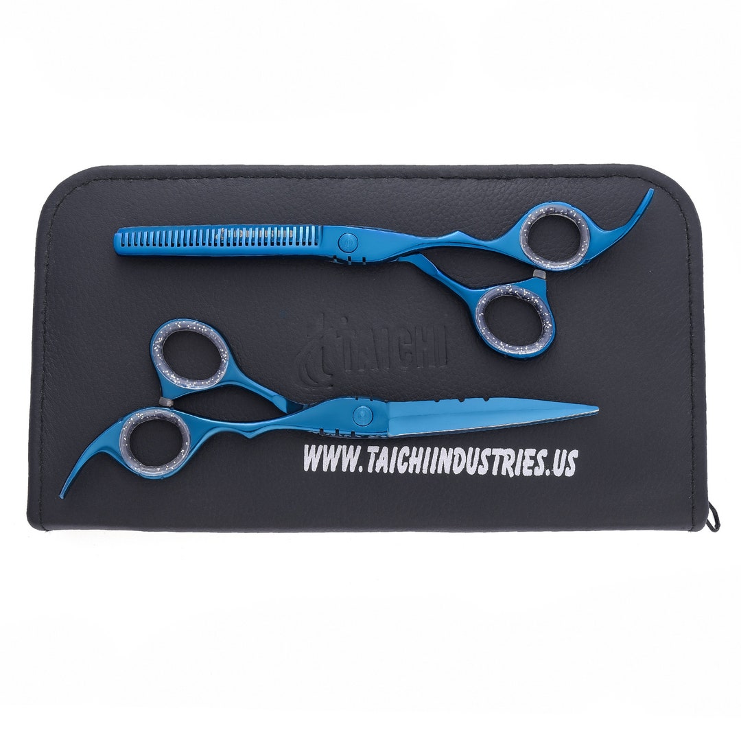 Personalized Hair Cutting Shears & Blue Coated Thinning Shear Set TIFP ...