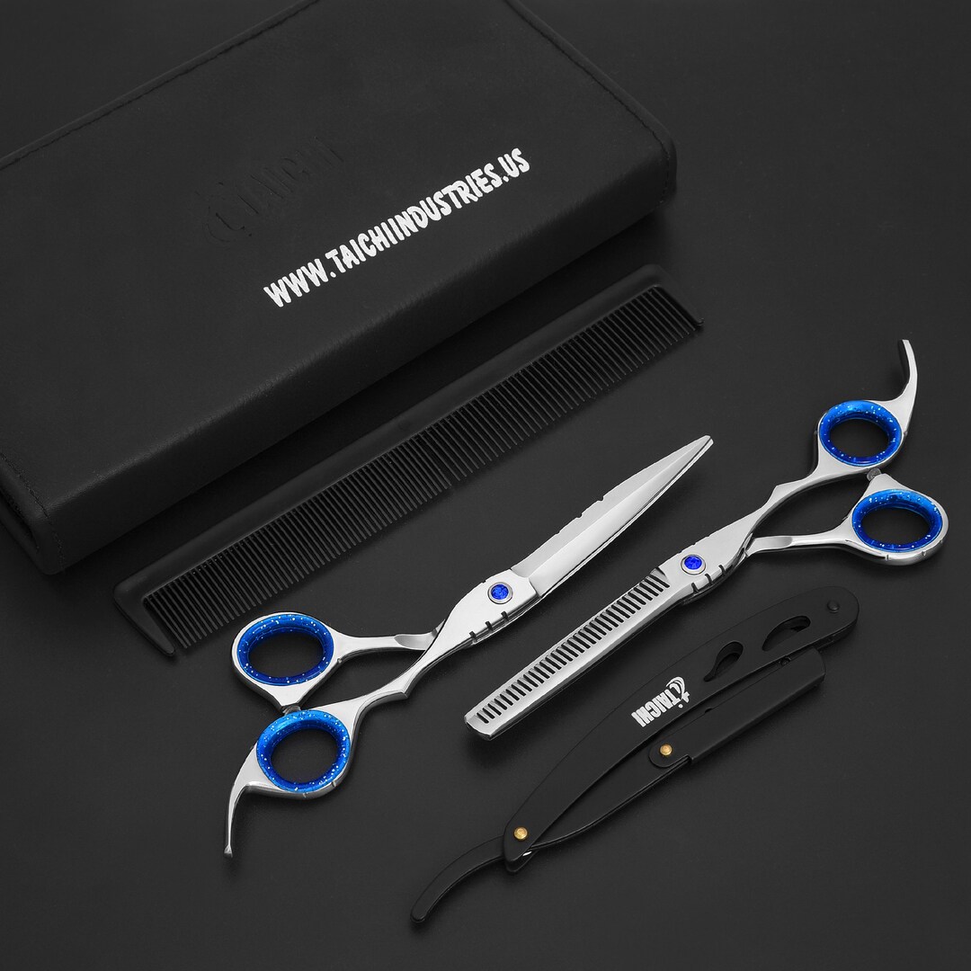 Double Barber Scissors Set, Personalized Silver Hair Cutting Scissor ...
