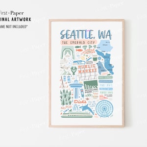 Seattle Collage Poster All About Your City Posters Emerald City Seattle ...