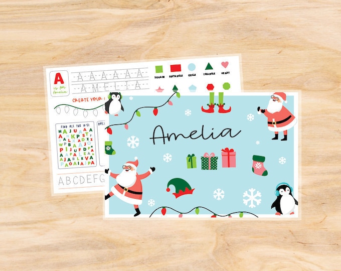 Personalized Kids Placemats Holiday Christmas Theme Preschool Level ...
