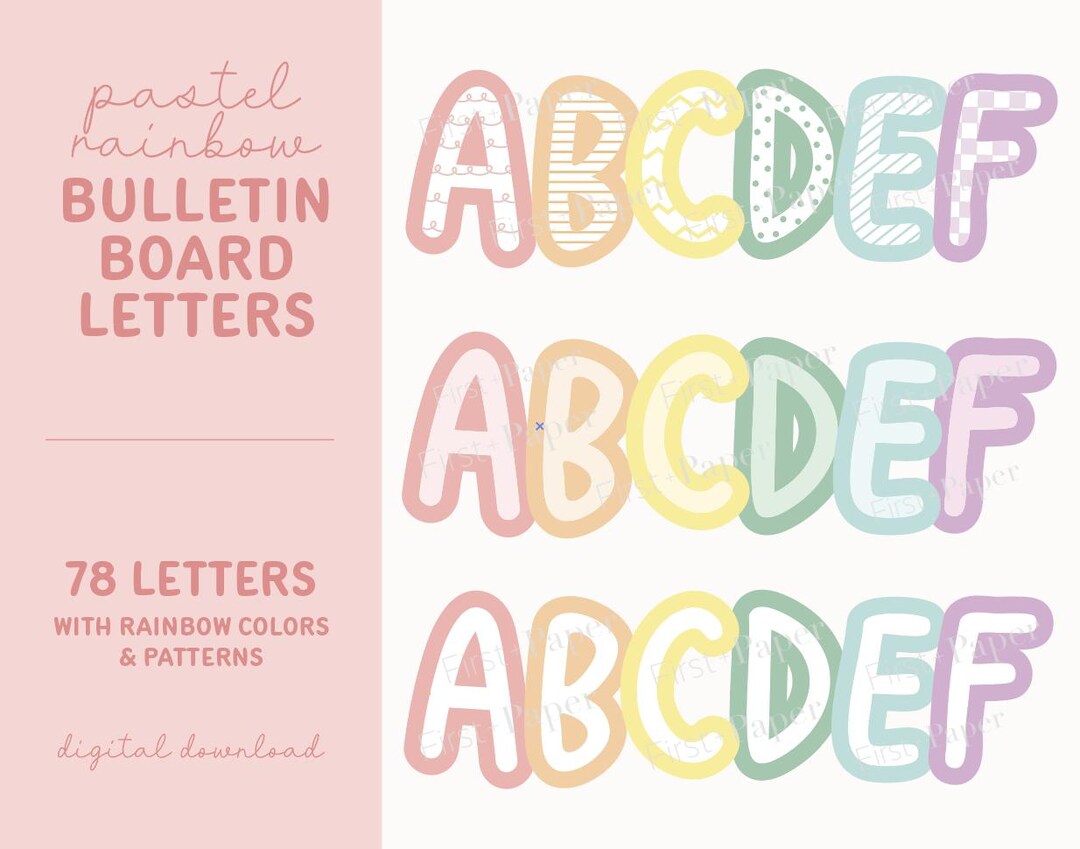 Rainbow Colors Bulletin Board Letters - Digital Download Only - A-Z ...