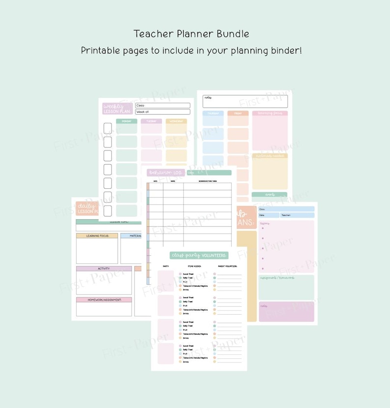 Pastel Teacher Planner Bundle- Digital Download Only - Lesson Plans ...