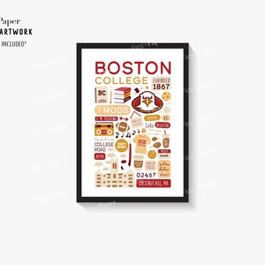 Boston College Collage Poster College Symbols Icons Drawings - Etsy