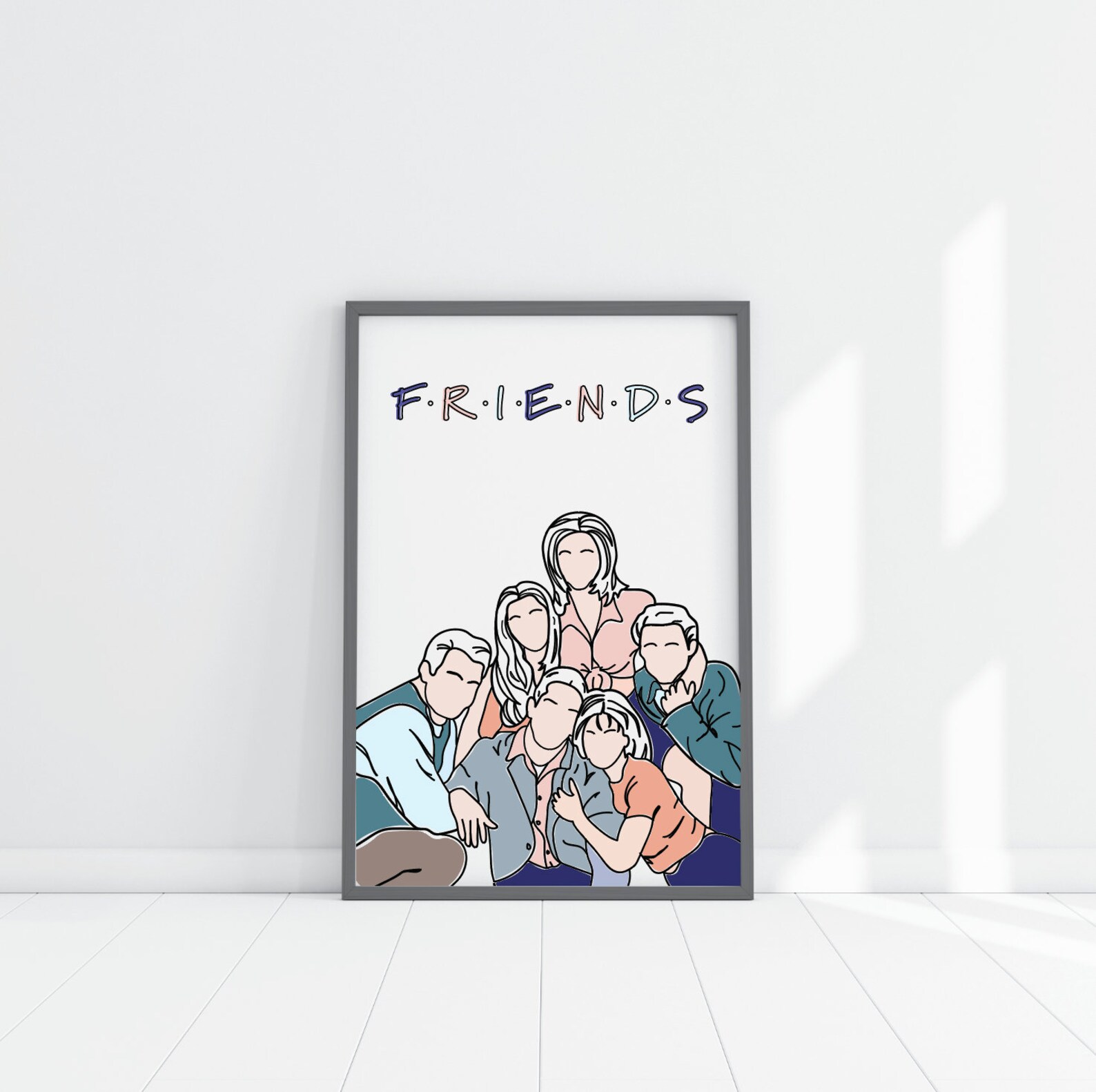 Friends TV Show Poster Outline of Characters Personalized - Etsy