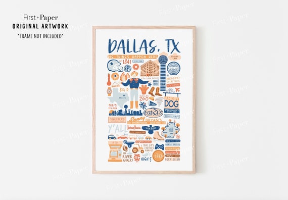 Dallas Collage Poster All About Your City Posters Dallas | Etsy