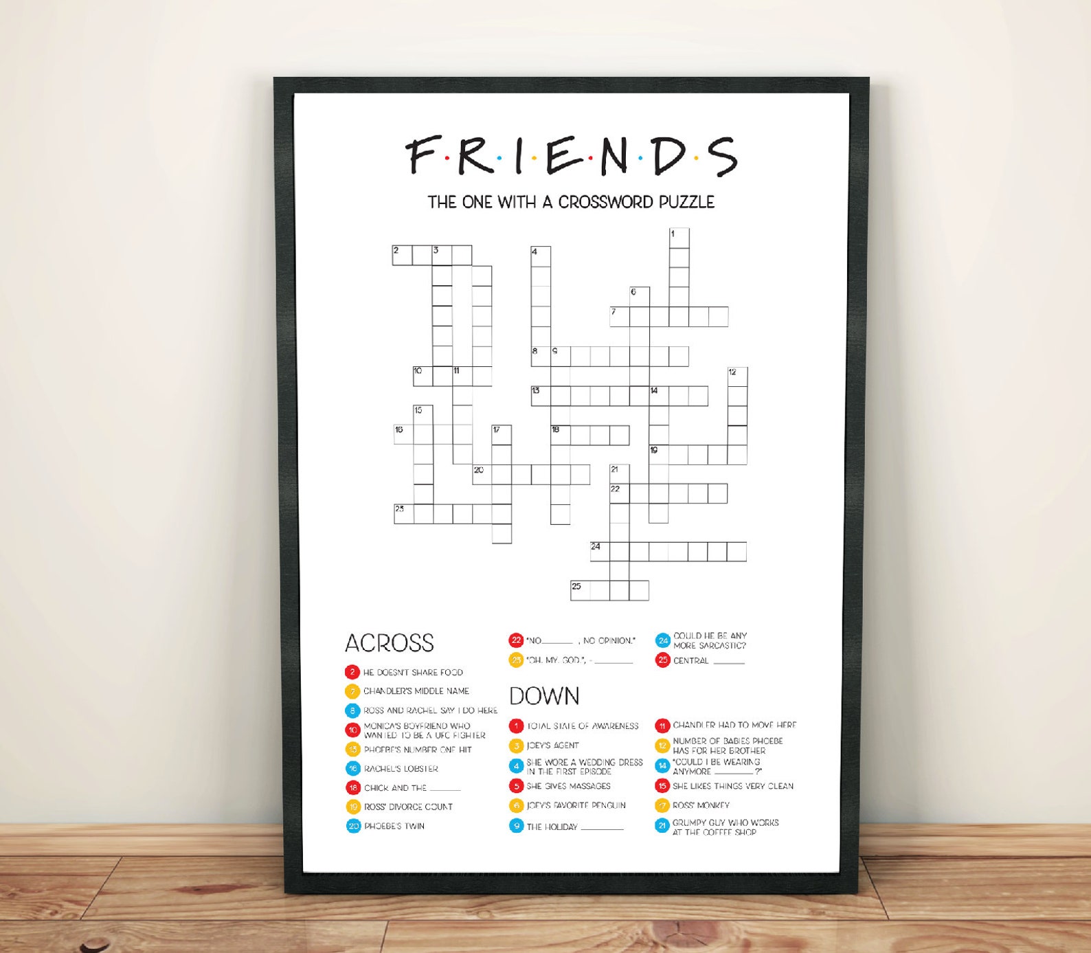 Friends Tv Show Crossword Puzzle Wall Art | Etsy
