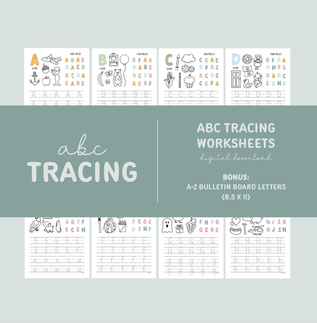 ABC Tracing Worksheets - Digital Download Only - A-Z Find the Letter ...