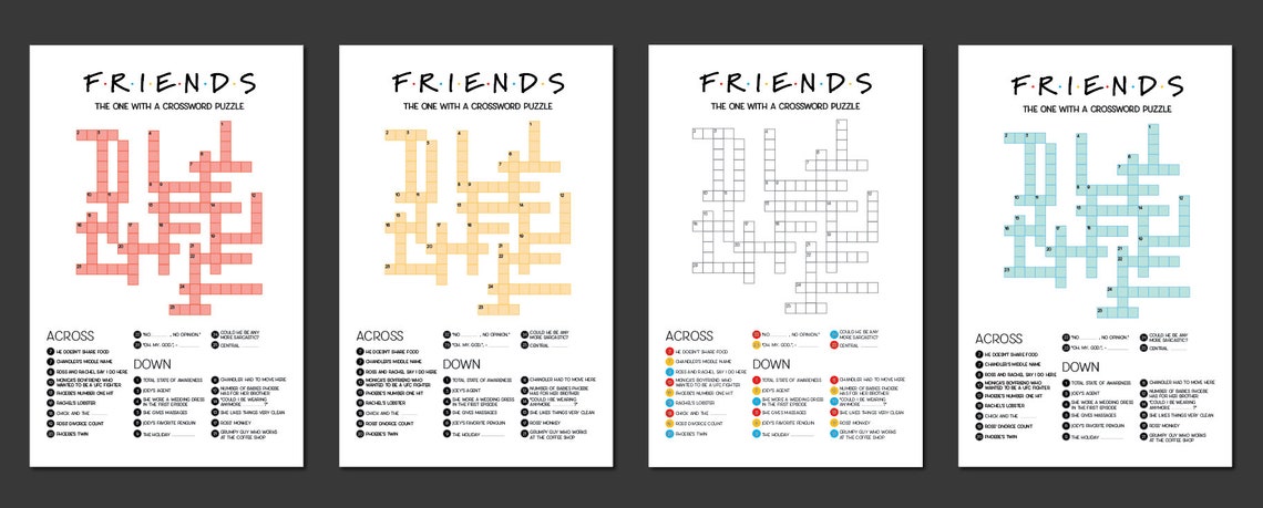 Friends Tv Show Crossword Puzzle Wall Art | Etsy