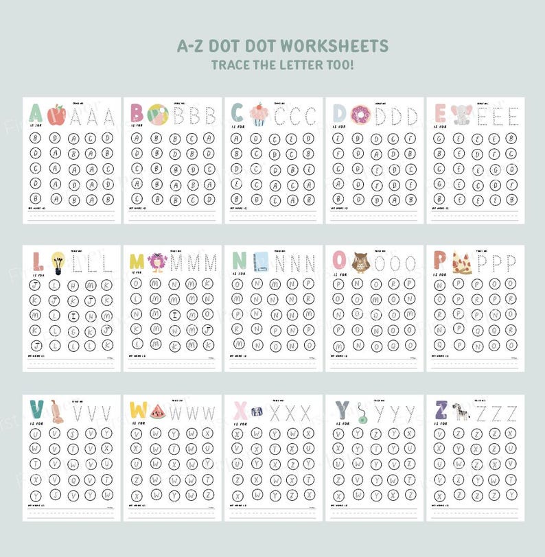 ABC Dot Dot Search Worksheets - Digital Download Only - A-Z Find the ...