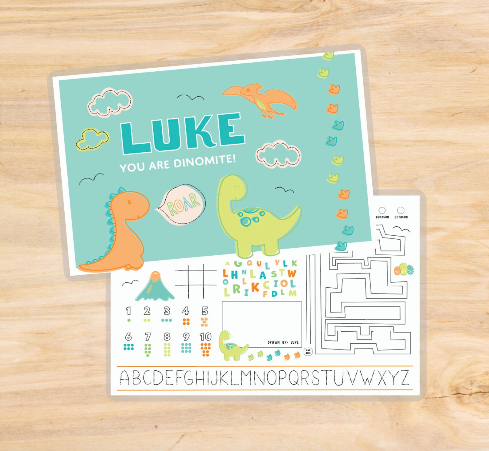 Personalized Kids Placemats Dinosaurs Activities/ Kids - Etsy