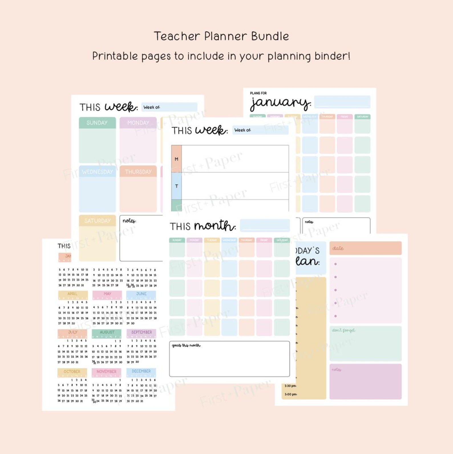 Pastel Teacher Planner Bundle- Digital Download Only - Lesson Plans ...