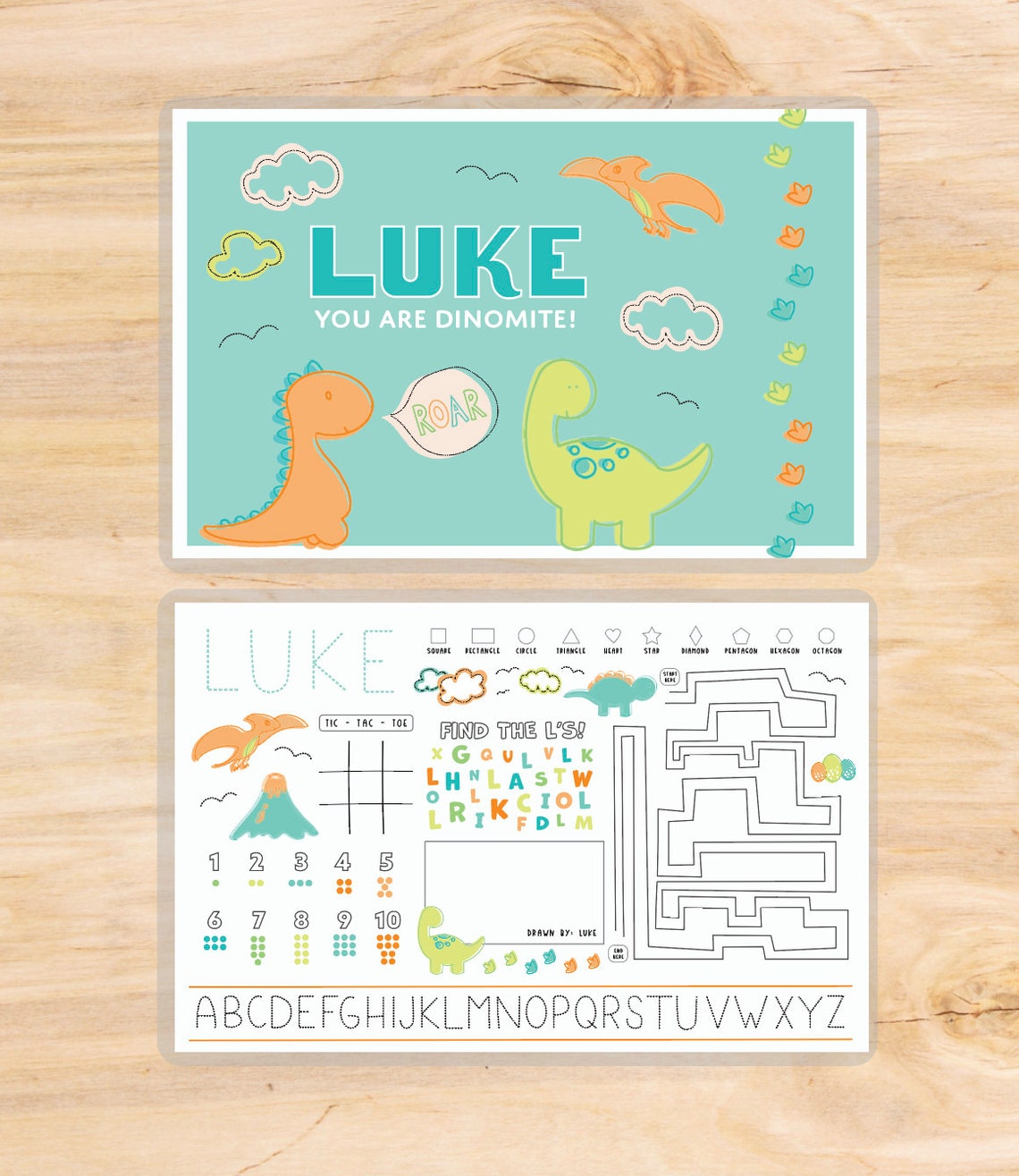 Personalized Kids Placemats Dinosaurs Activities/ Kids - Etsy