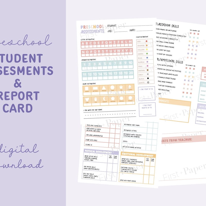 Preschool Assessment - Etsy