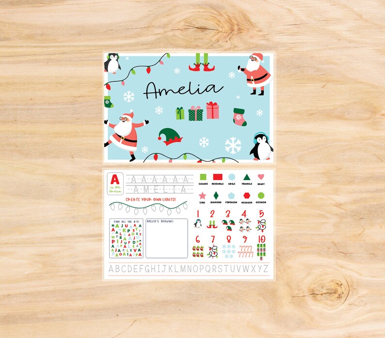 Personalized Kids Placemats - Holiday Christmas Theme - Preschool Level ...