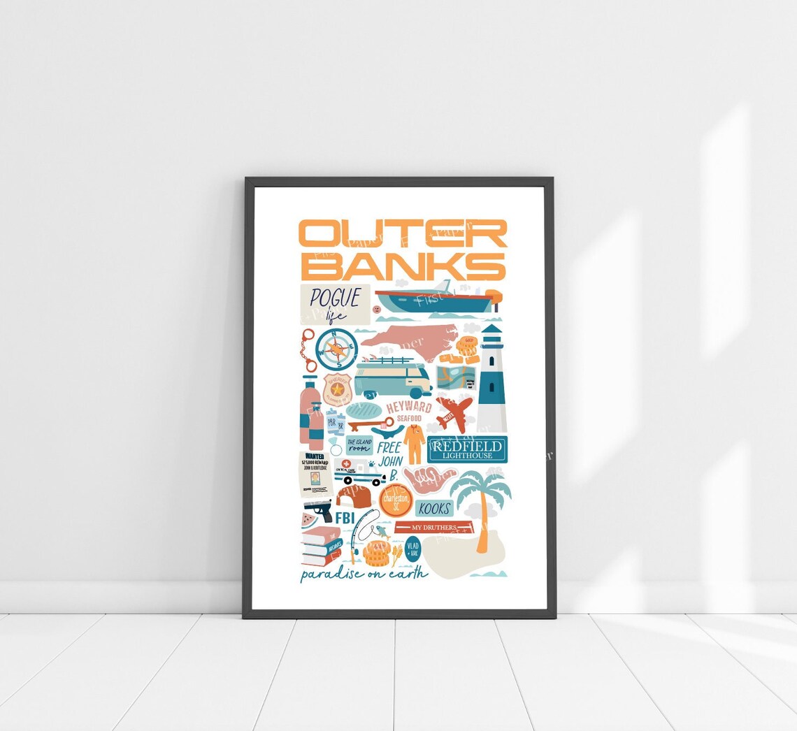 Outer Banks Tv Show Collage Poster Quotes Symbols Icons - Etsy