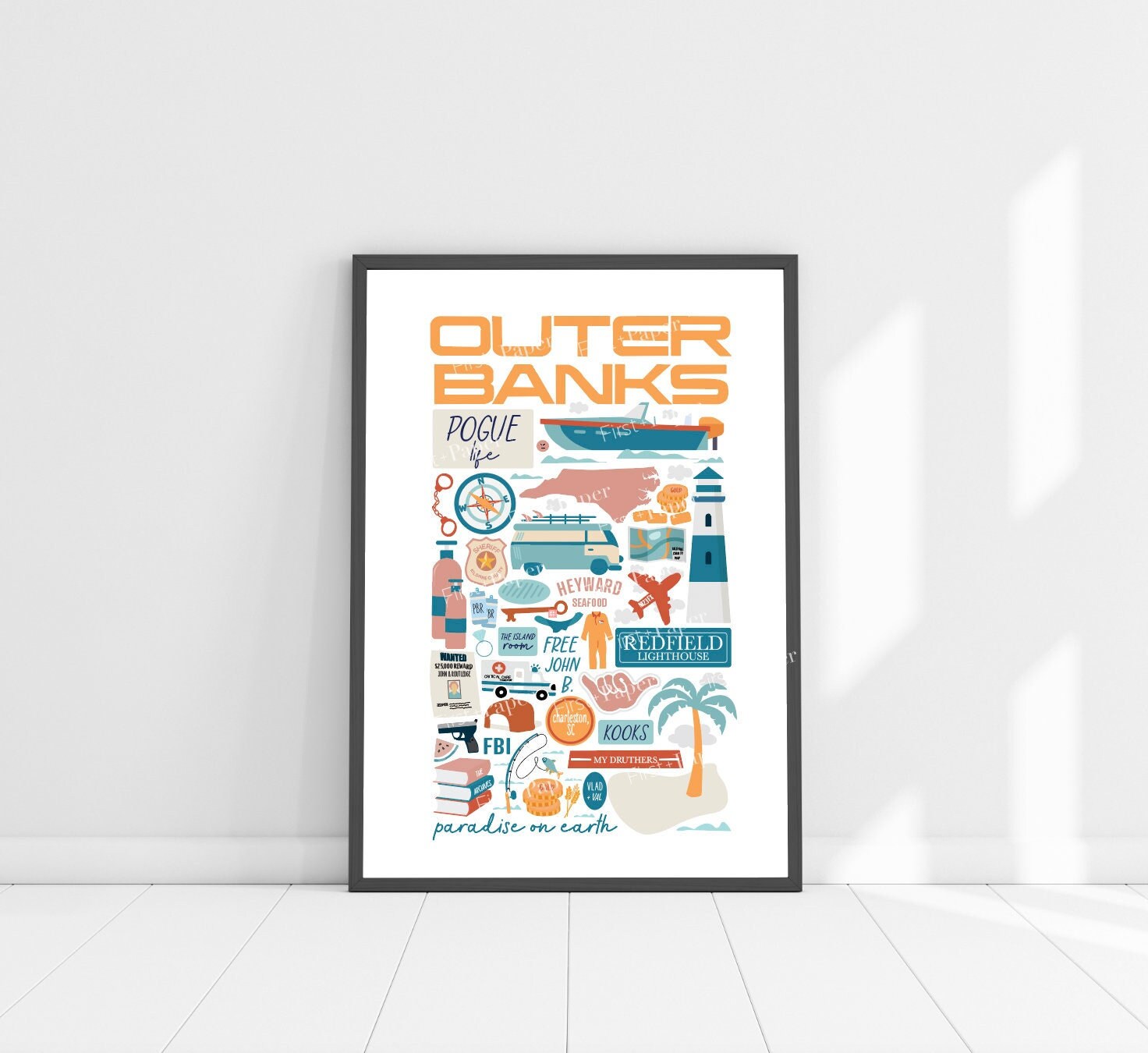Outer Banks Tv Show Collage Poster Quotes Symbols Icons - Etsy Canada