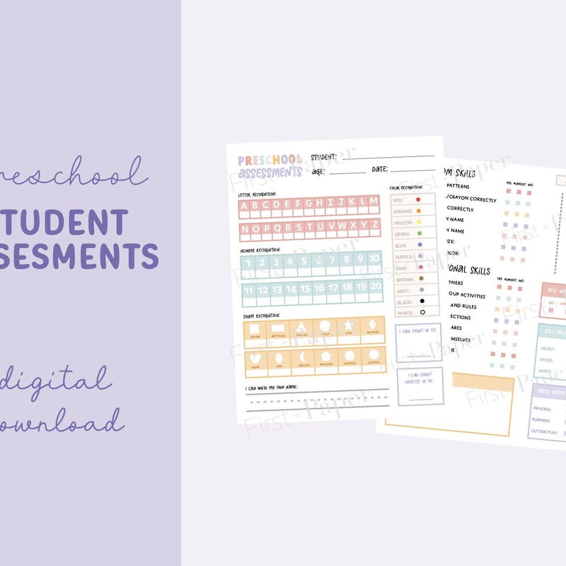 Preschool Assessment - Etsy