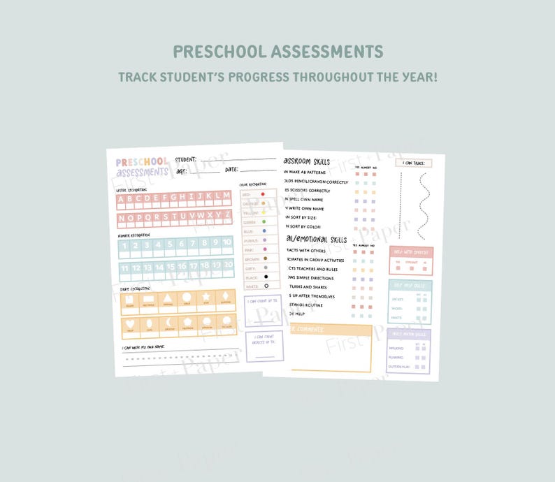 Preschool Assessments - Digital Download Only - Ages 2-5 - Progress ...