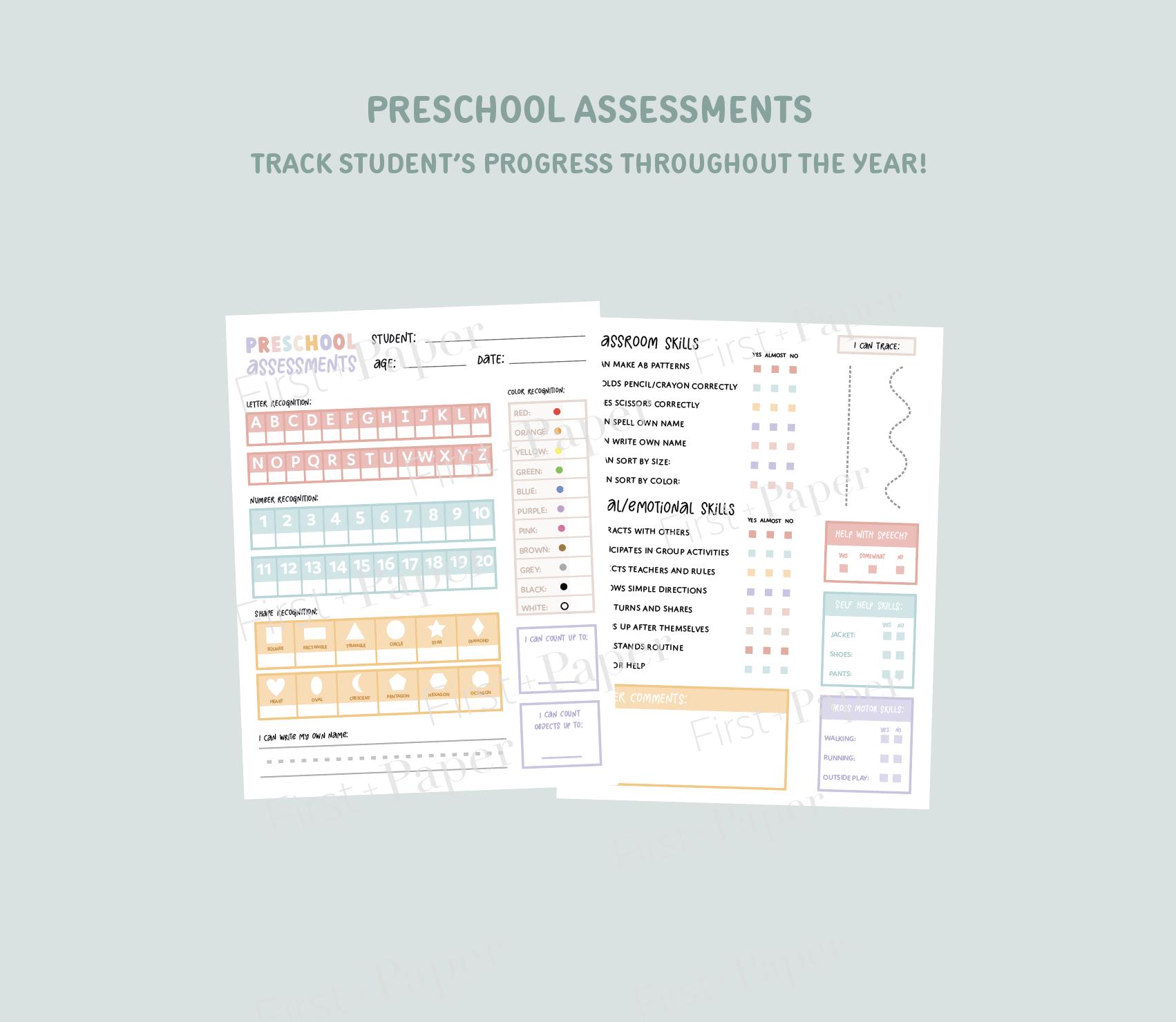 Preschool Assessments - Digital Download Only - Ages 2-5 - Progress ...