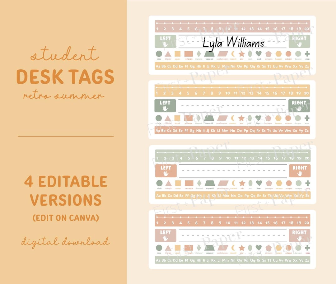 Student Desk Tags - EDITABLE FILE With Canva - Digital Download Only ...