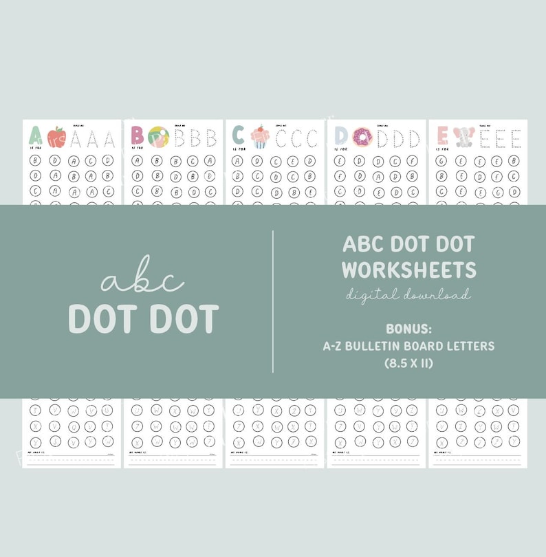 ABC Dot Dot Search Worksheets - Digital Download Only - A-Z Find the ...