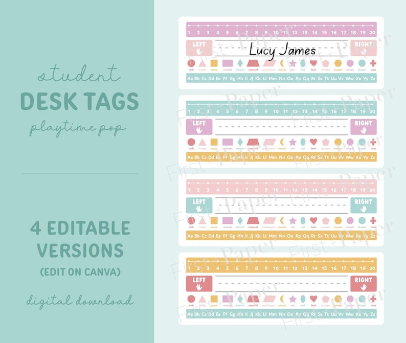 Student Desk Tags - EDITABLE FILE With Canva - Digital Download Only ...