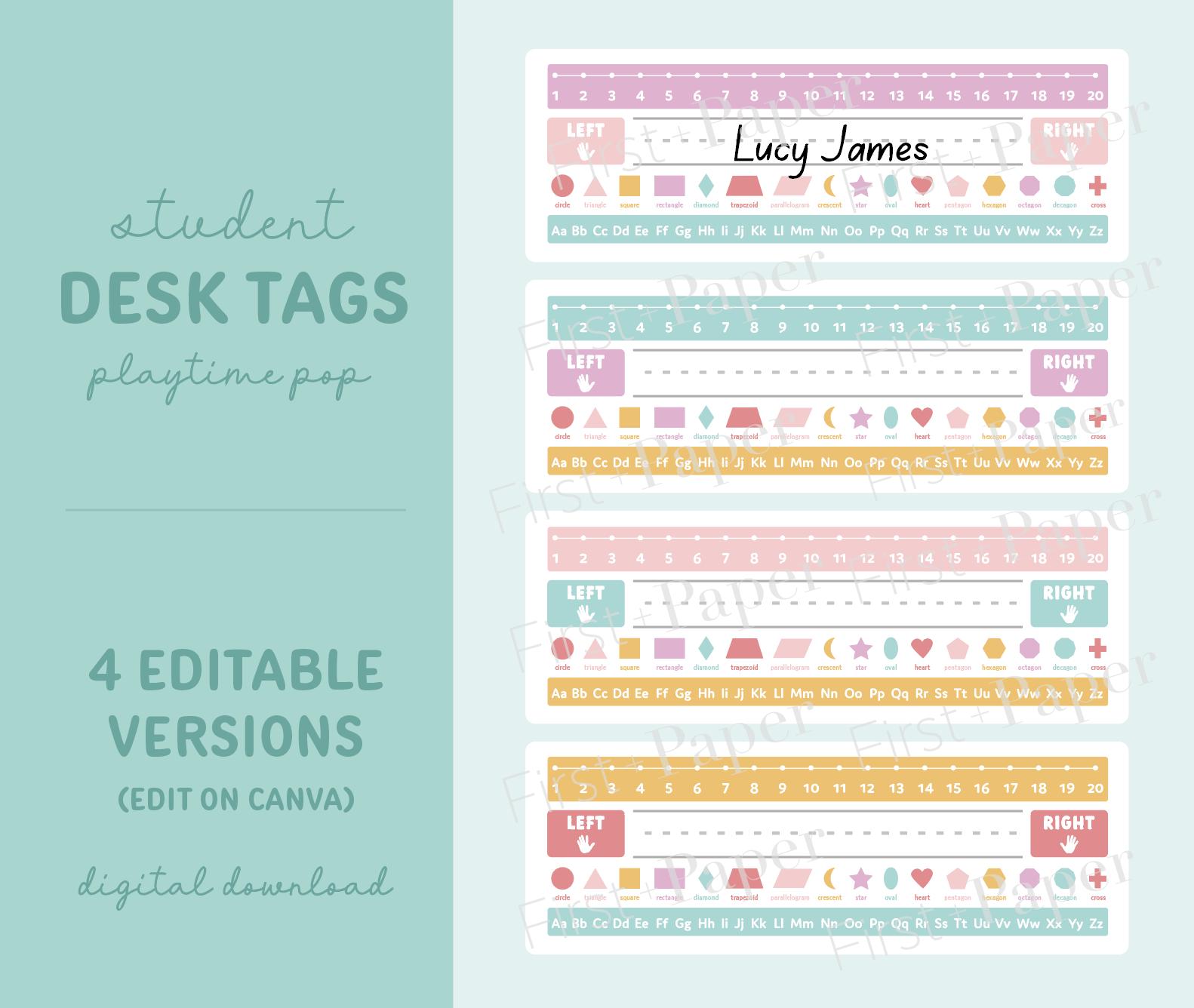 Student Desk Tags - EDITABLE FILE With Canva - Digital Download Only ...
