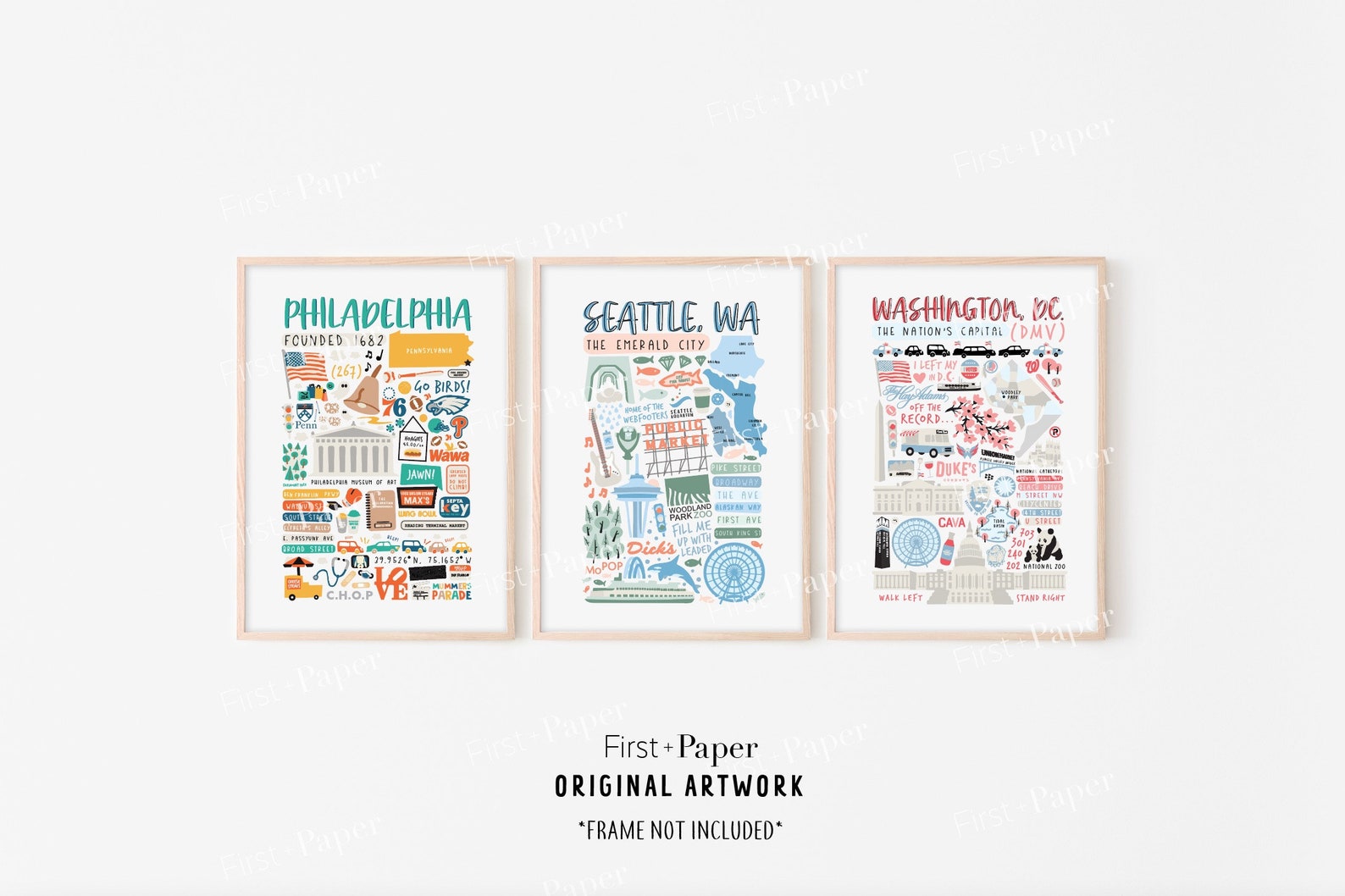 Seattle Collage Poster All About Your City Posters Emerald - Etsy