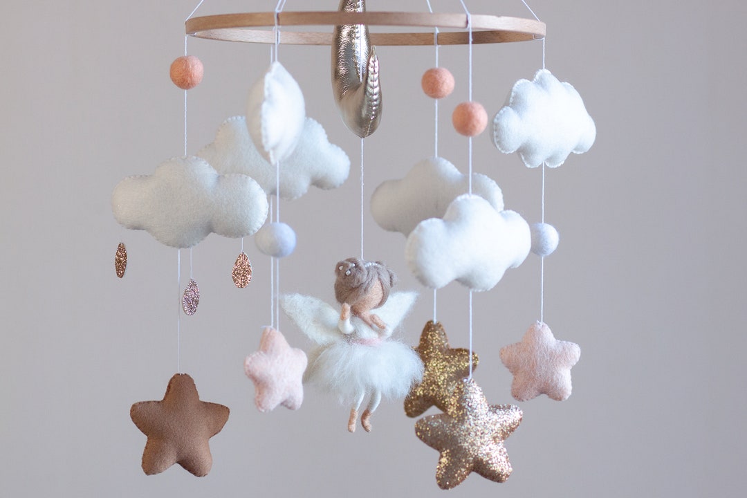Nursery Baby Mobile, Fairy Mobile, Baby Mobile, Baby Mobile Girl, Wool ...