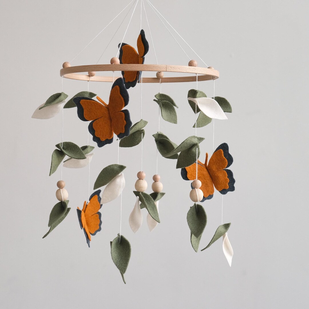 Butterfly Baby Mobile, Monarch Butterfly Mobile Crib, Forest Style ...